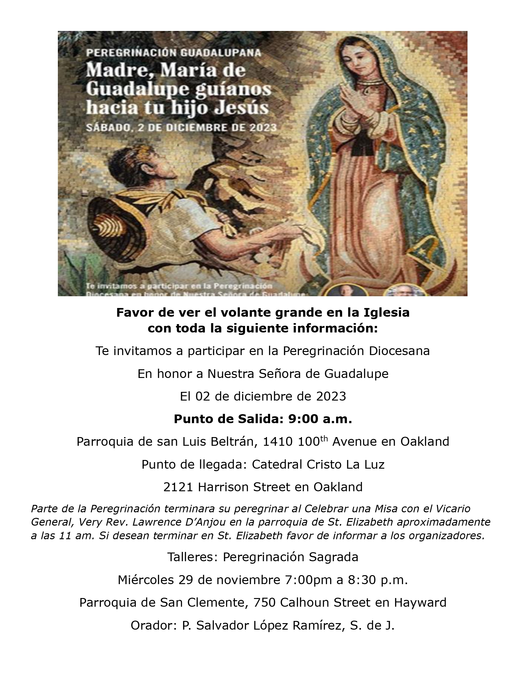 Peregrinacion Guadalupana Dec 2nd - St. Leander Catholic Church