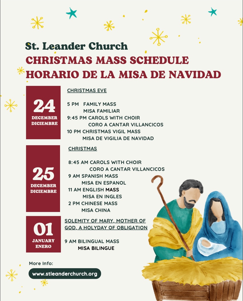 Christmas and New Year’s Mass Schedule - St. Leander Catholic Church